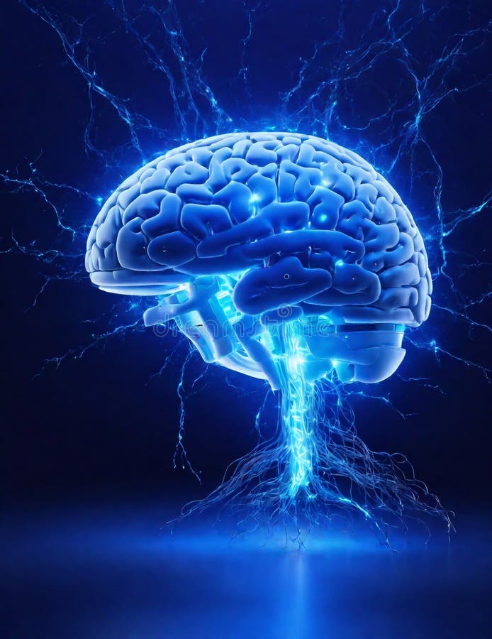 Ai Brain with Electrical Impulses Coming from it the Brain Stock ...
