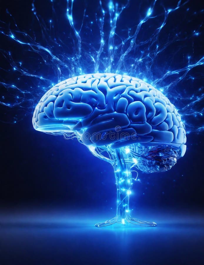 Ai Brain with Electrical Impulses Coming from it the Brain Stock ...