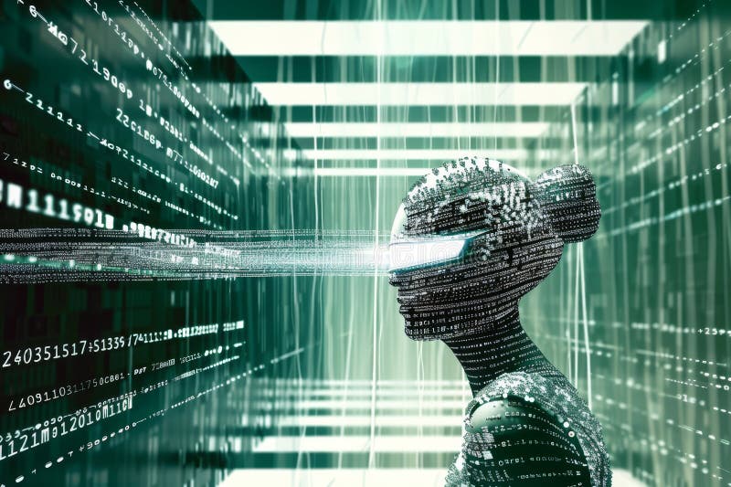 Ai Brain Evolving from Geometric Shapes Surrounded by Data Streams and ...