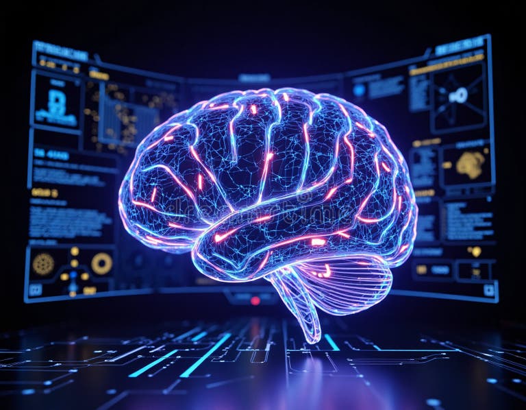 AI Brain of the Future, Digital Intelligence Visualization Stock ...