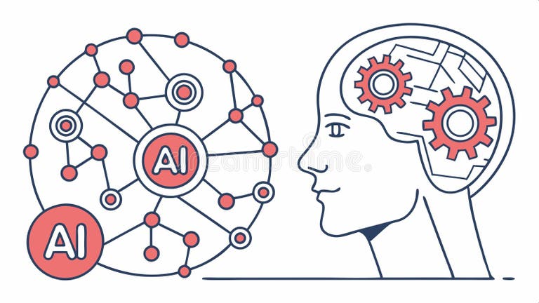 AI Brain Gears: Artificial Intelligence, Machine Learning, Tech Vector Design Generative AI ...