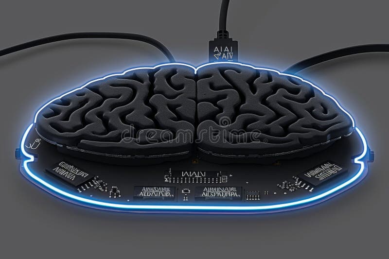 AI Brain with Glowing Neural Pathways and Digital Connections ...