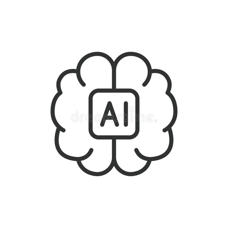 AI in Brain, Icon in Line Design. AI, Brain, Intelligence, Neural, Mind ...