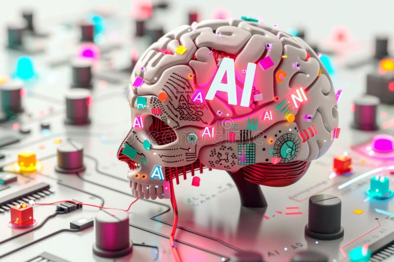 AI Brain Interface on Circuit Board, Digital Technology, Futuristic ...