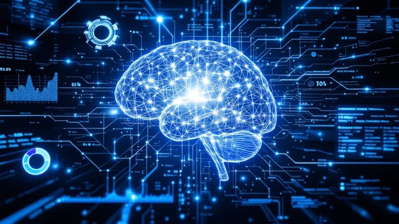 AI Brain Interface Illuminated Neural Networks and Dynamic Data Web ...