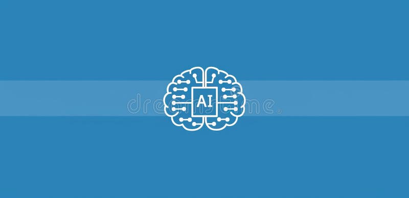 AI Brain Logo on Blue Background Depicting Artificial Intelligence ...