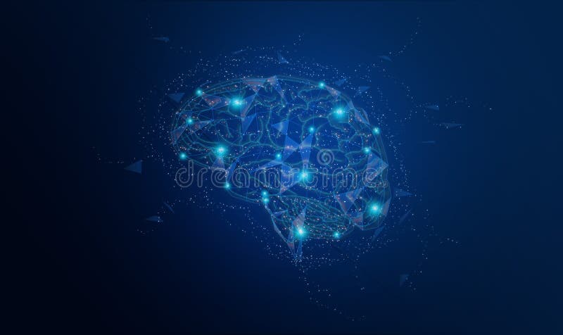 AI Brain. Low Poly Wireframe Mesh of Artificial Intelligence Stock ...