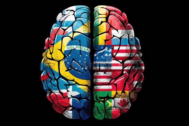 AI Brain Models Divided into Competing Halves Showcasing Various ...