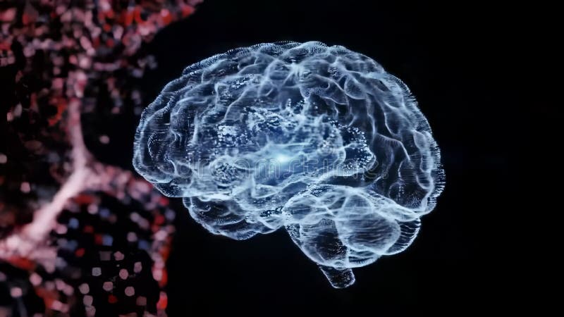 AI Brain with Neural Network Data Processing, Conceptual Digital 3D Rendering Stock Video ...