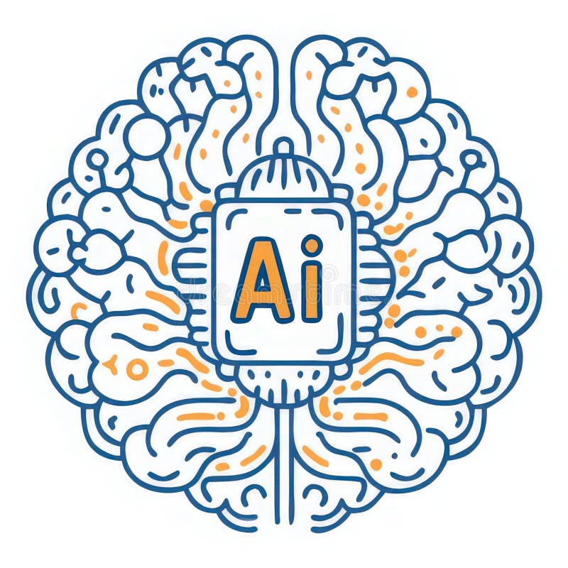 AI Brain with Neural Network Pattern Stock Illustration - Illustration ...