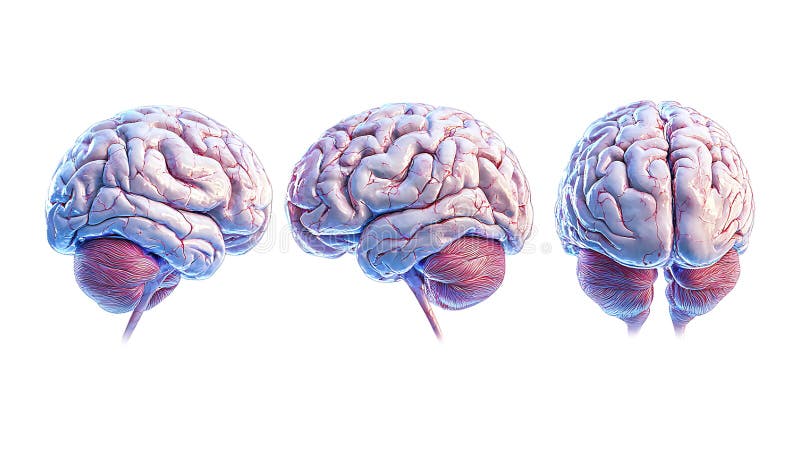 AI Brain with Neural Network Set of Three Different Poses on ...