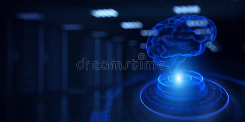 AI Brain and Neural Network Visualization on a Wide Banner, Business ...