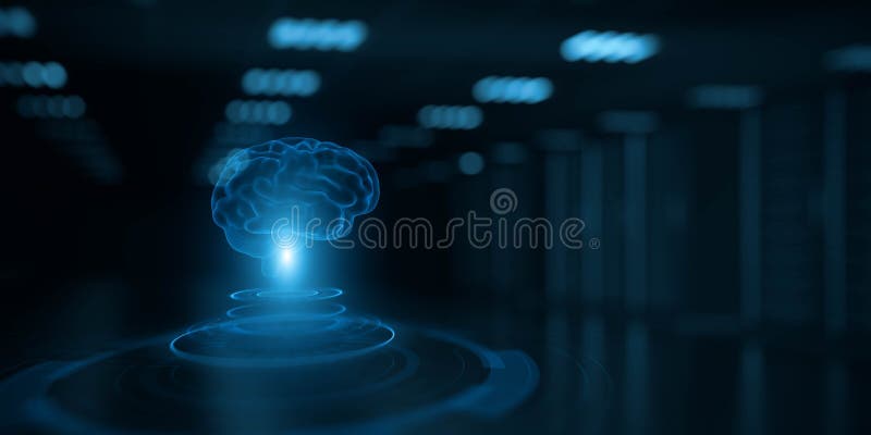 AI Brain and Neural Network Visualization on a Wide Banner, Business ...