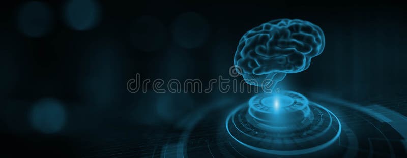 AI Brain and Neural Network Visualization on a Wide Banner, Business ...