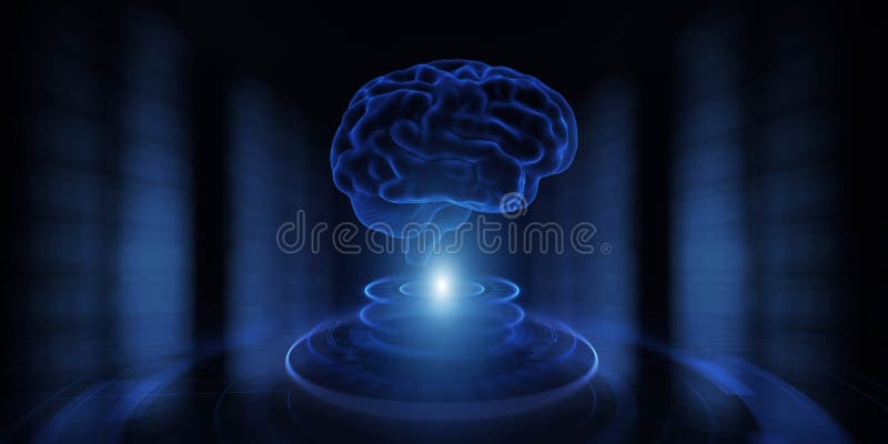 AI Brain and Neural Network Visualization on a Wide Banner, Business ...