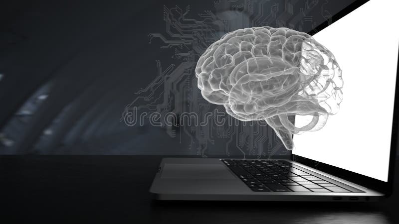 AI Brain Notebook stock illustration. Illustration of computer - 189201376