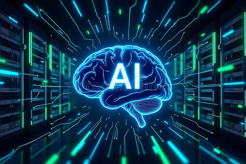 AI Brain Power Data Connection Futuristic Artificial Intelligence ...