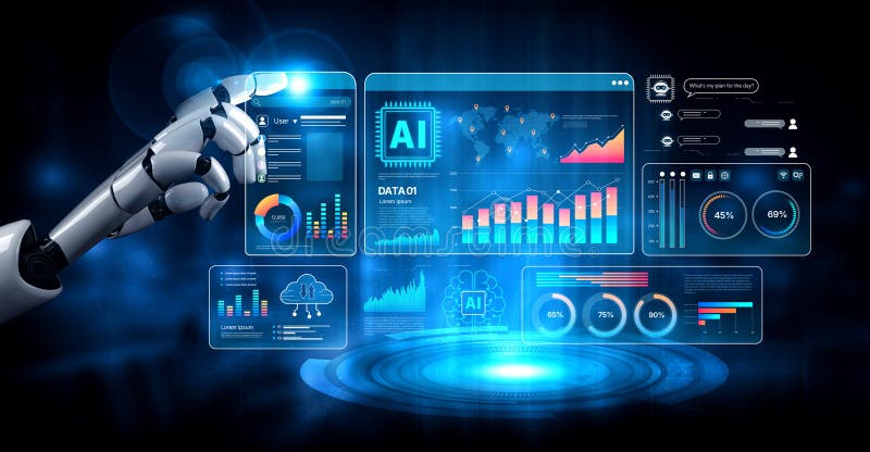 AI Brain Processing Data with Generative Intelligence Visualization Spline Stock Photo - Image ...