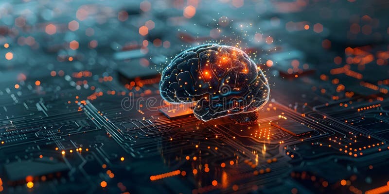 AI Brain: Processing Data, Analyzing, Learning, and Improving for the Future World. Concept AI ...