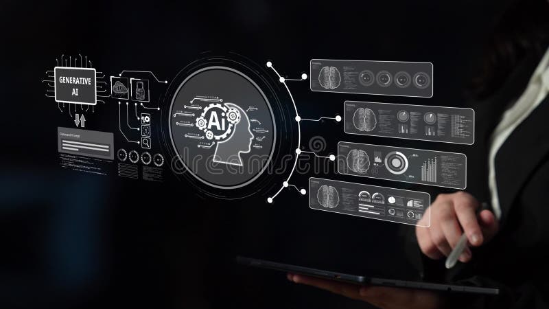 AI Brain Processing Data with Generative Artificial Intelligence Concept Muxer Stock Footage ...