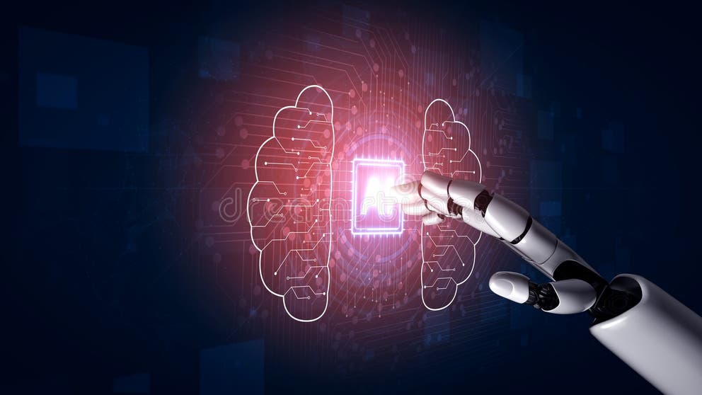 AI Brain Processing Data with Generative Intelligence Visualization Spline Stock Photo - Image ...