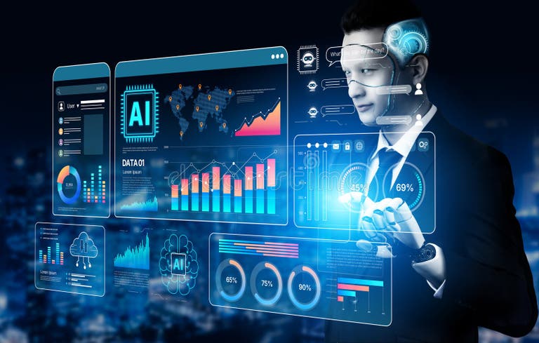 AI Brain Processing Data with Generative Intelligence Visualization Spline Stock Photo - Image ...