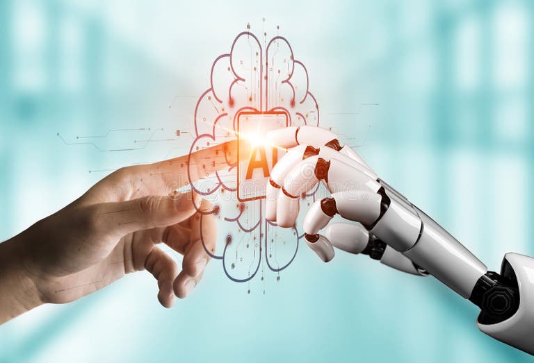 AI Brain Processing Data with Generative Intelligence Visualization Spline Stock Photo - Image ...