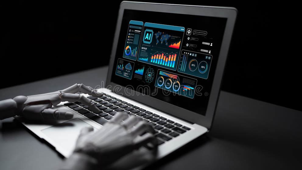 AI Brain Processing Data with Generative Intelligence Visualization Spline Stock Image - Image ...