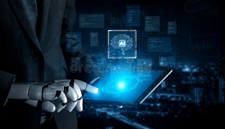 AI Brain Processing Data with Generative Intelligence Visualization Spline Stock Image - Image ...