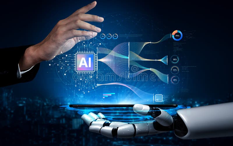 AI Brain Processing Data with Generative Intelligence Visualization Spline Stock Photo - Image ...