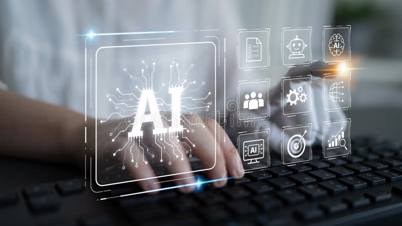 AI Brain Processing Data with Generative Intelligence Visualization Spline Stock Photo - Image ...