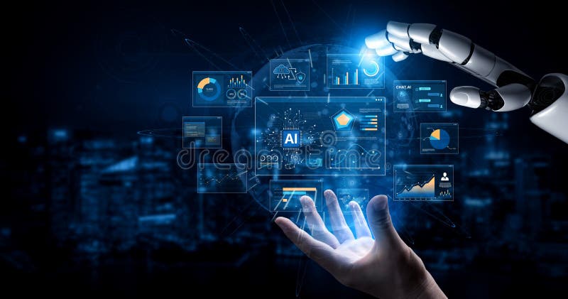 AI Brain Processing Data with Generative Intelligence Visualization Spline Stock Image - Image ...