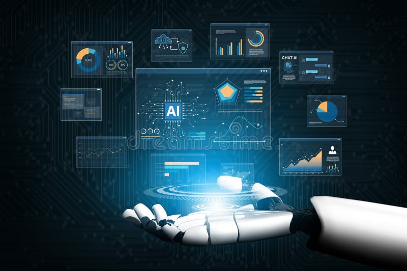 AI Brain Processing Data with Generative Intelligence Visualization Spline Stock Photo - Image ...