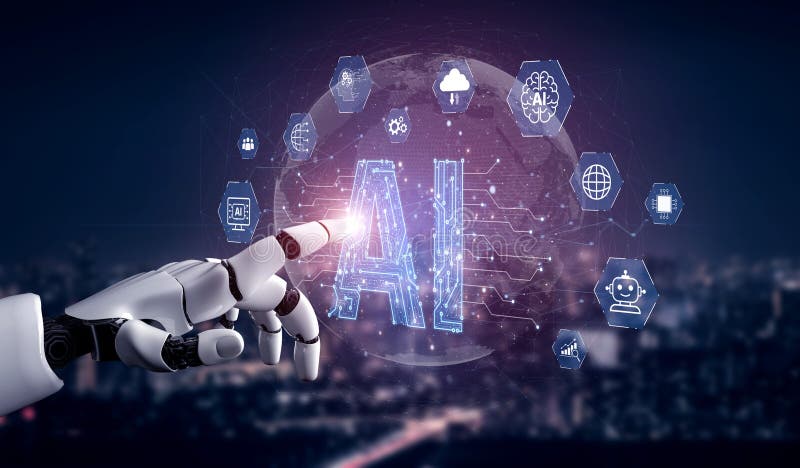 AI Brain Processing Data with Generative Intelligence Visualization Spline Stock Image - Image ...