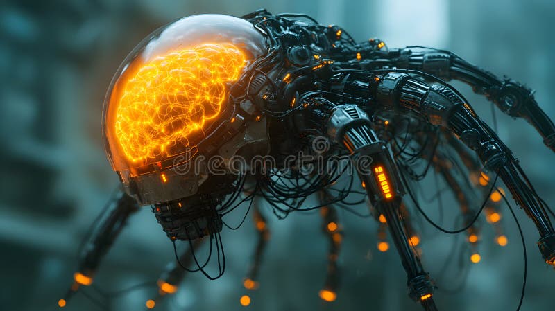 AI Brain Spider stock photo. Image of cyberpunk, cables - 372832980