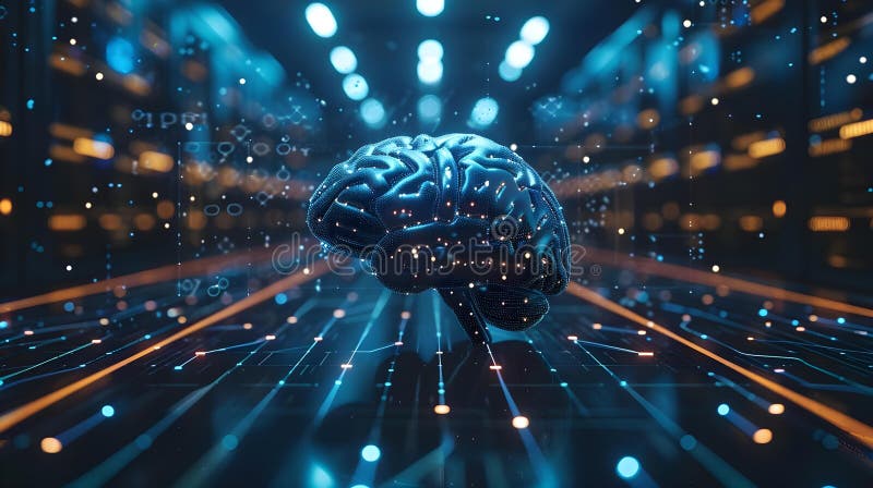 AI Brain Synthesizing Personalized Data Streams. Concept Artificial ...