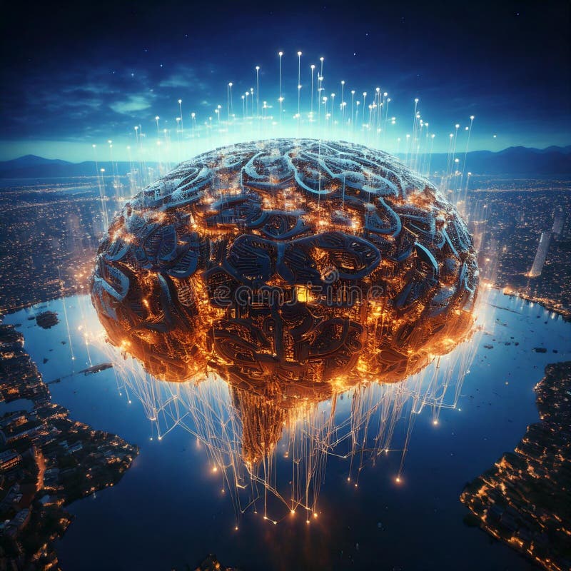 AI Brain Tree of Knowledge – Futuristic Neural Network with Glowing ...