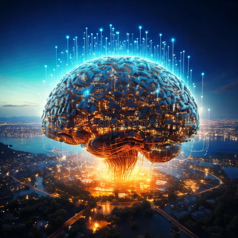 AI Brain Tree of Knowledge – Futuristic Neural Network with Glowing ...