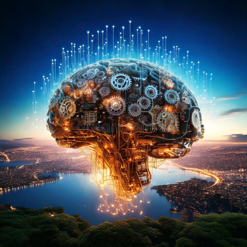 AI Brain Tree of Knowledge – Futuristic Neural Network with Glowing ...