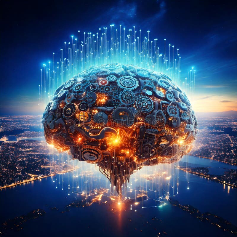 AI Brain Tree of Knowledge – Futuristic Neural Network with Glowing ...