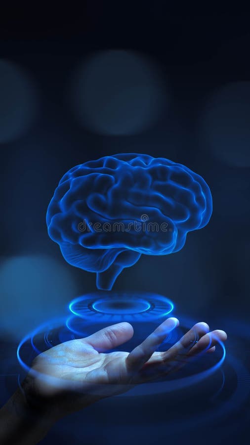 AI Brain Visualization in Human Hand for Data Processing and Machine ...