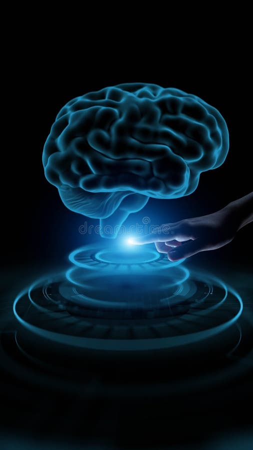 AI Brain Visualization in Human Hand for Data Processing and Machine ...