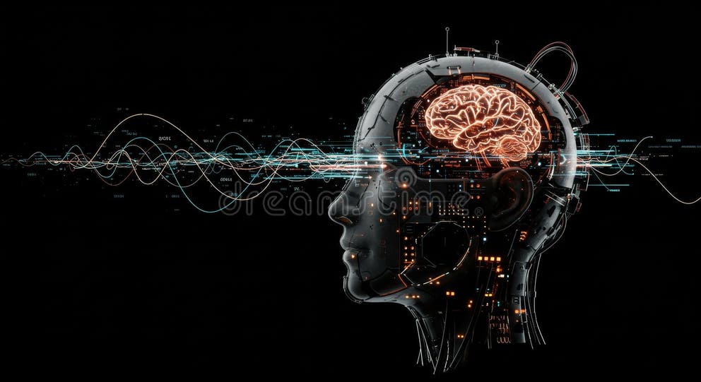 AI Brainwave Processing stock illustration. Illustration of data ...