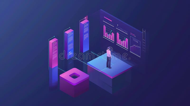 AI Breakthrough with 3D Isometric Business Forecasting Art Stock Image ...