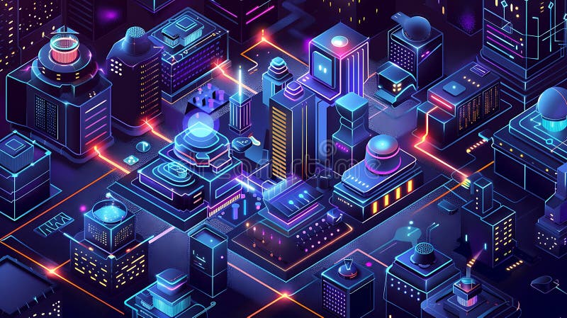 AI Breakthrough with 3D Isometric Data Visualization Art Stock Photo ...