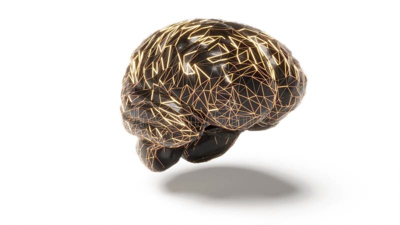 AI Brine Lowpoly Gold Wireframe Black Poly 3d Stock Illustration ...