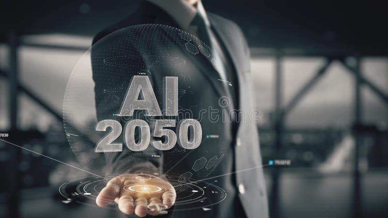 Ai in 2050- Businessman Working with Virtual Reality at Office. Stock ...