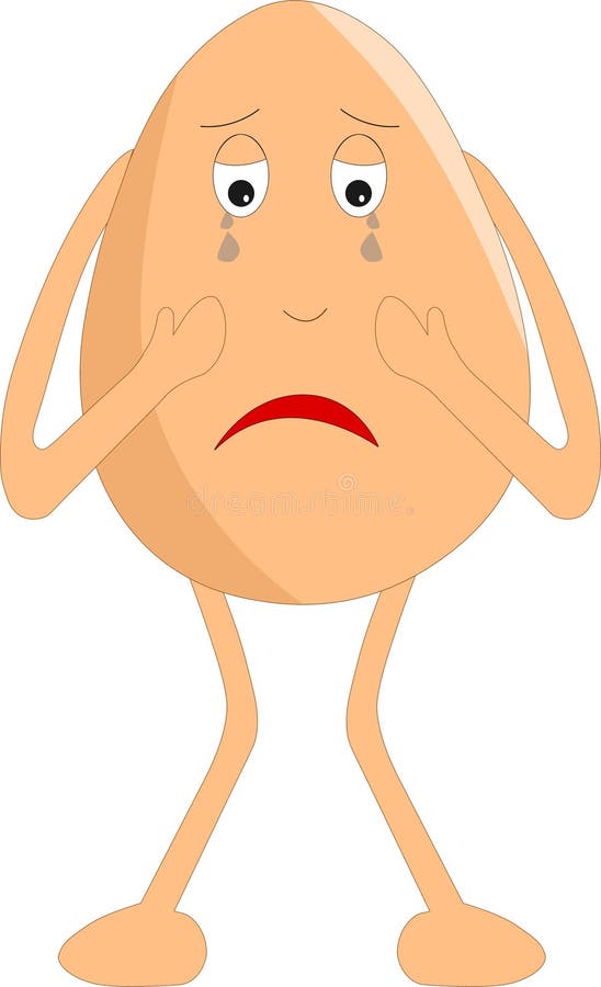 Cute Scared Egg Standing and Weeping Vector Illustration Cartoon ...