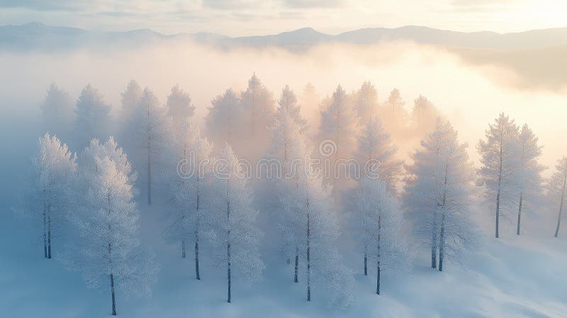 AI Charming Nordic Winter Snow Scenery Stock Illustration ...