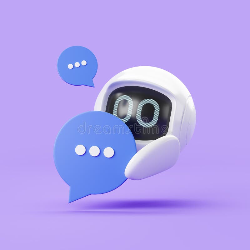 AI Chat Bot Holding Speech Bubble Stock Illustration - Illustration of ...